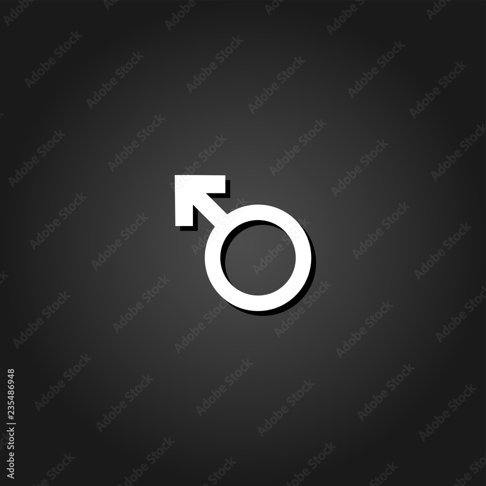Male icon flat. Simple White pictogram on black background with shadow ...