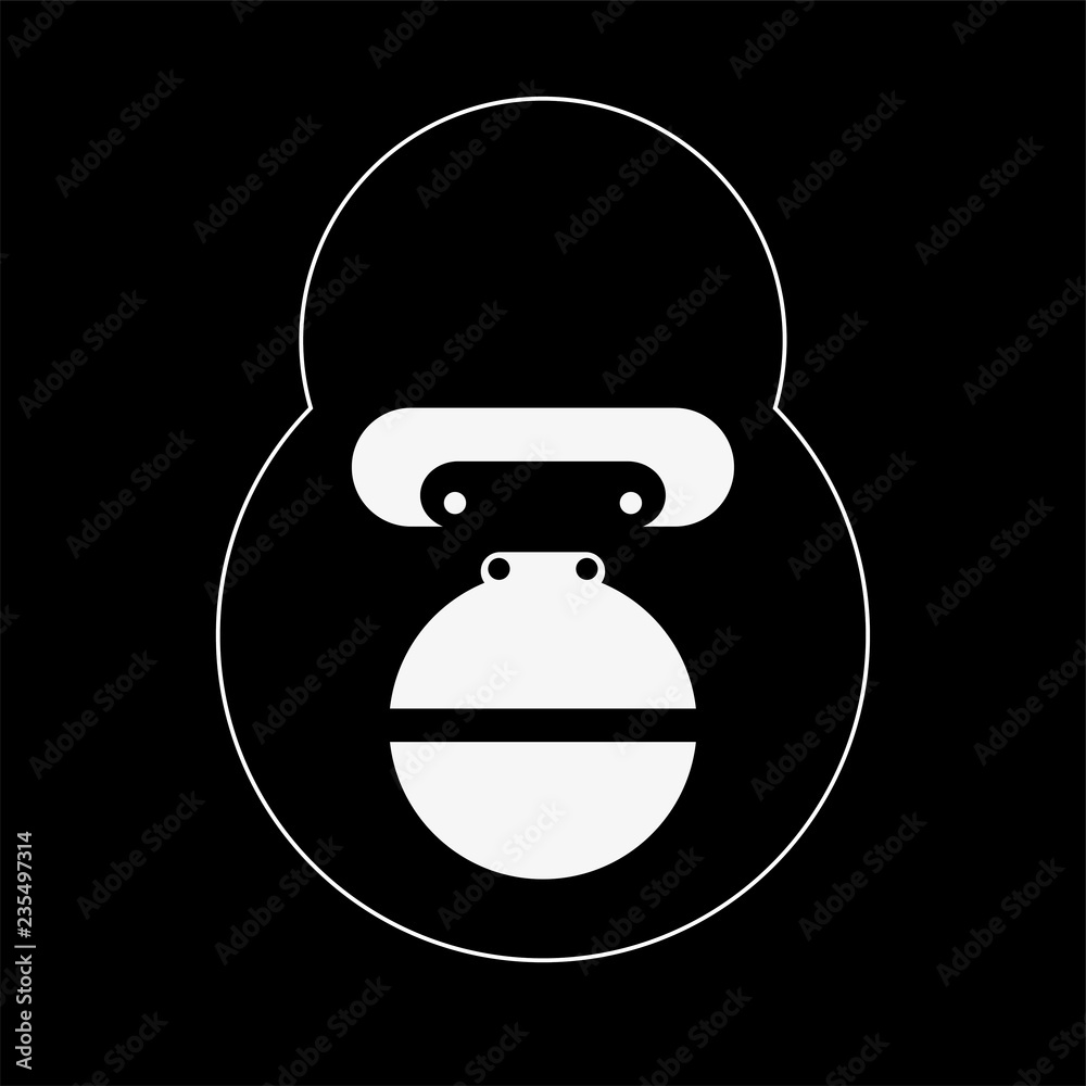 Affe - Gorilla - Icon, Piktogramm, grafisches Element - weiß ...