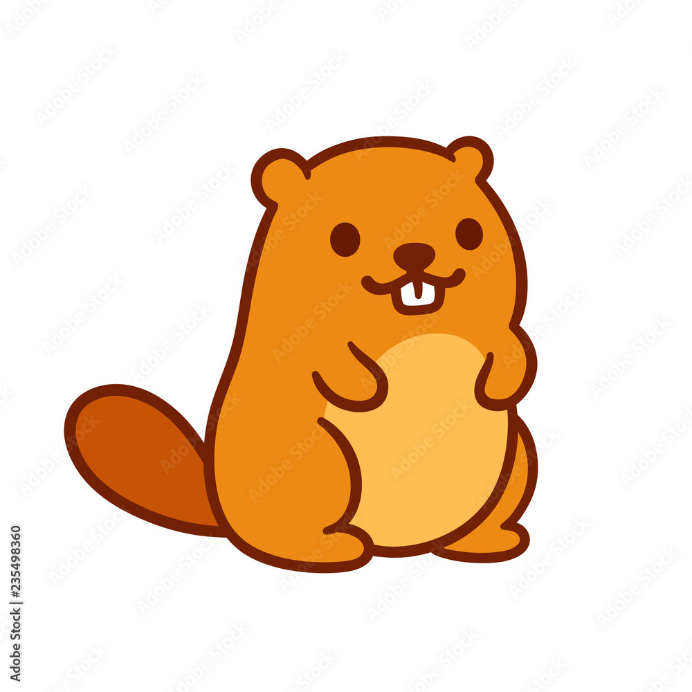 Cute cartoon beaver Stock Vector | Adobe Stock