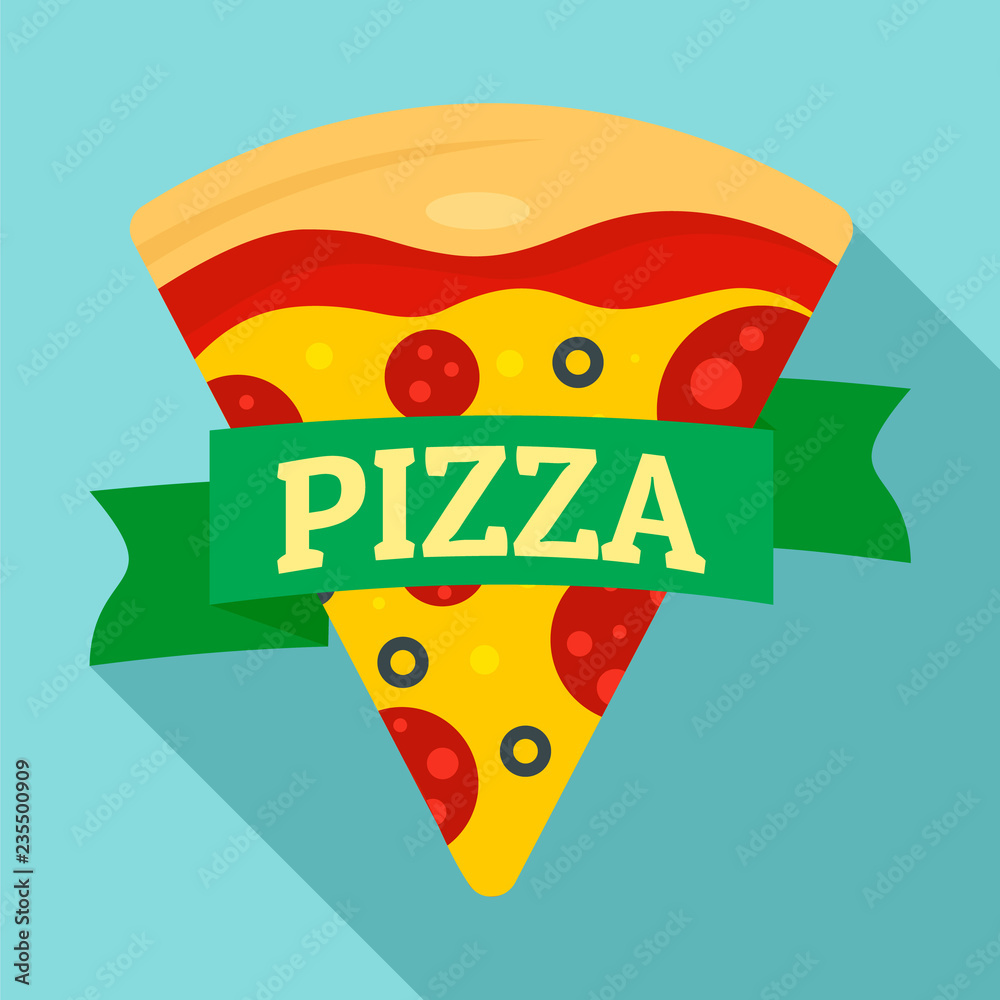 Pizza slice logo. Flat illustration of pizza slice vector logo for web ...