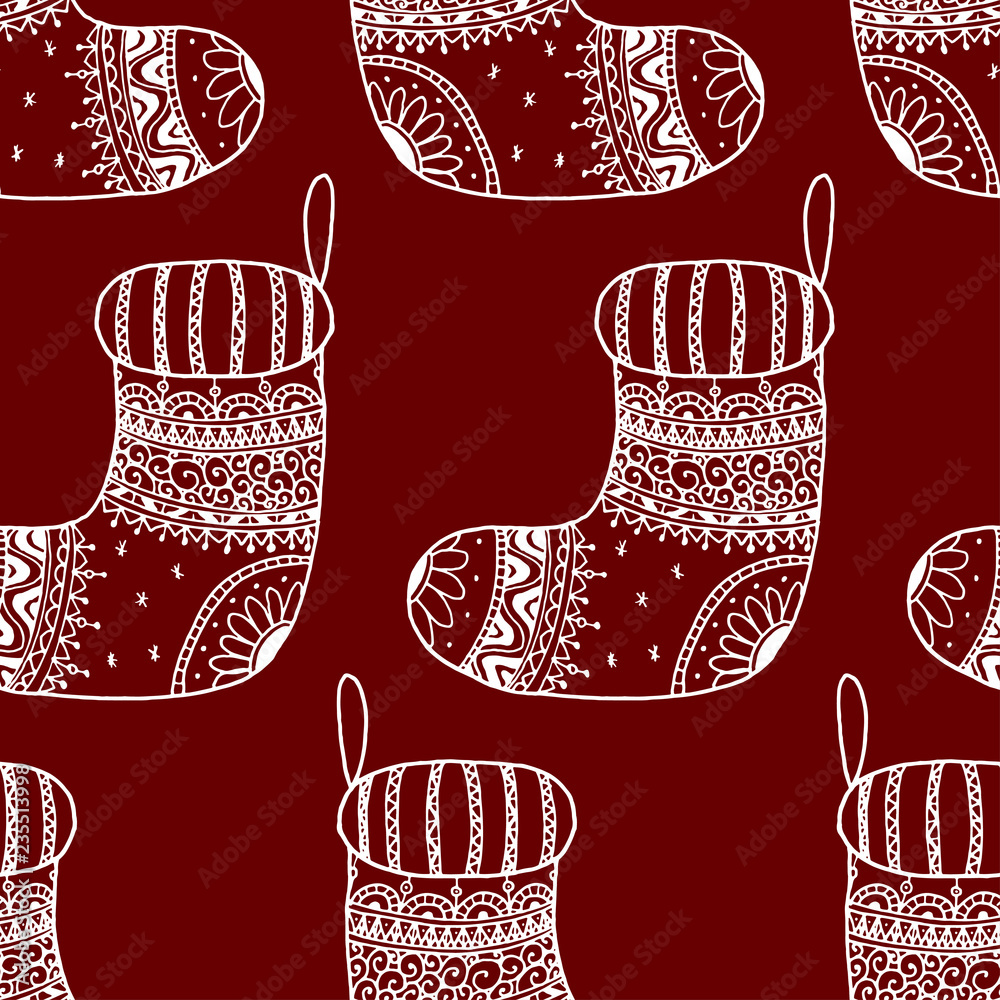 Vector seamless pattern of Christmas decorative symbol - sock ...