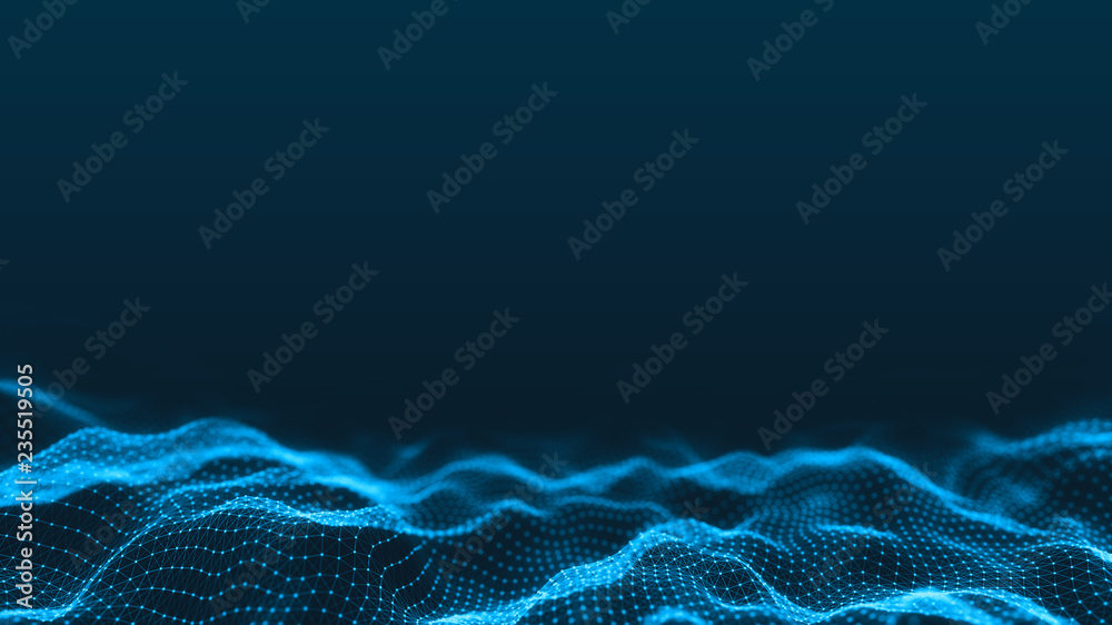 Abstract 3d technology and science neon visualization. Blockchain and ...