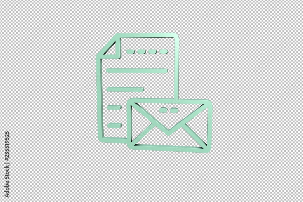 green Mail 3D illustration on transparent background Stock Vector ...