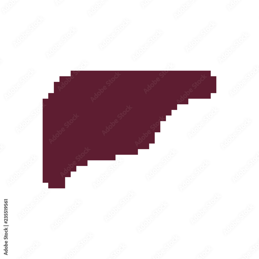 Liver pixel art. Human internal organs 8 bit. Pixelate anatomy 16bit ...