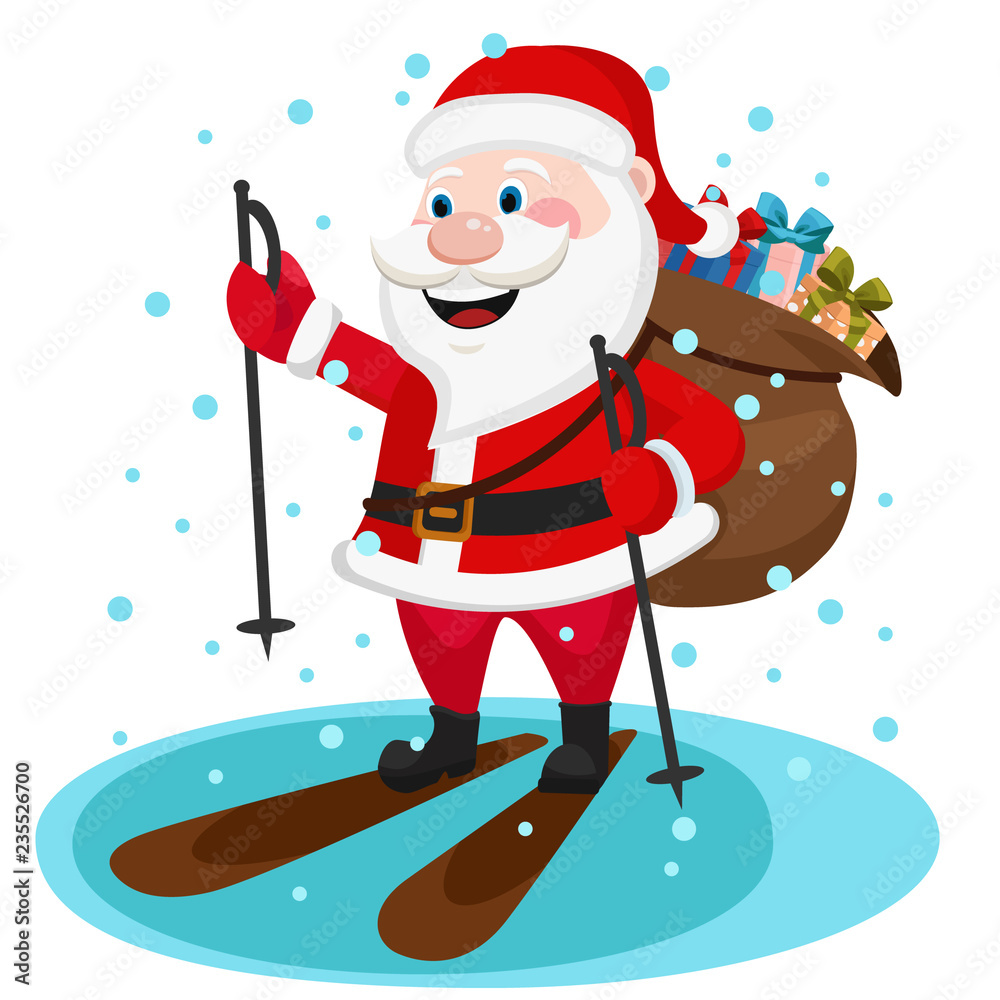 Santa Skiing Clipart