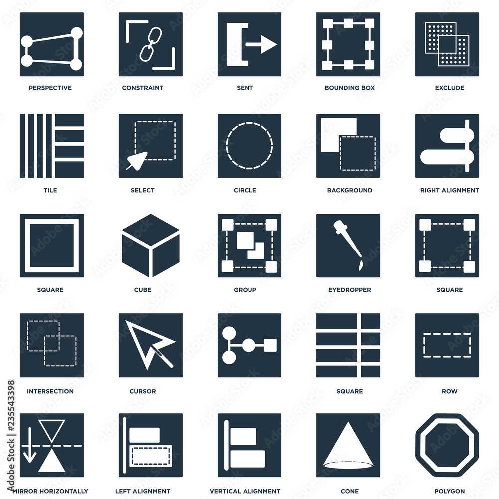 Elements Such As Polygon, Square, Right alignment, Constraint, Mirror ...