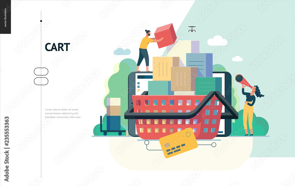 Business series, color 1- cart - modern flat vector illustration ...