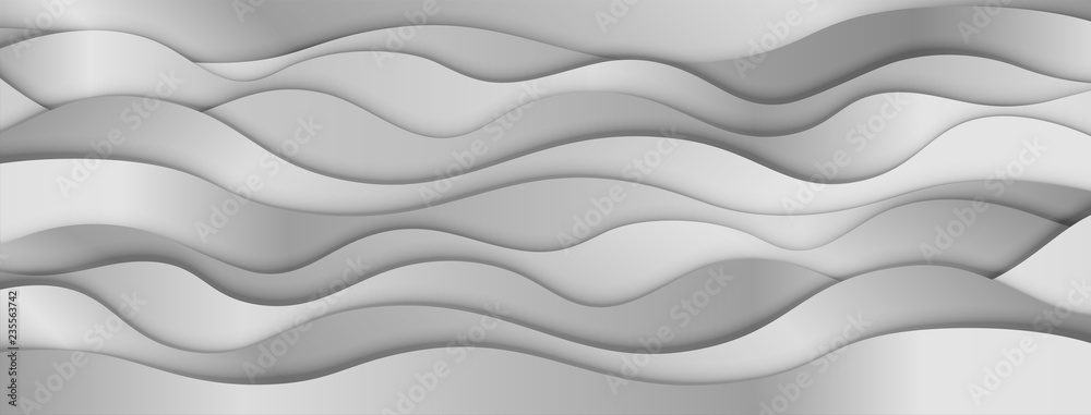 Layered paper art waves background. Metal plates concept. 3D origami ...