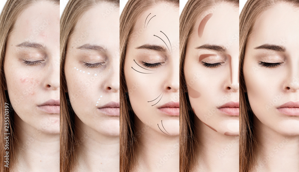 Woman applying makeup step by step. Stock Photo | Adobe Stock