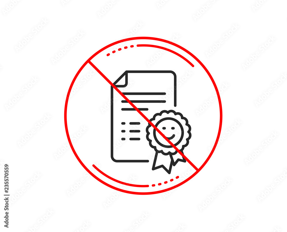No or stop sign. Smile award line icon. Positive feedback rating sign ...