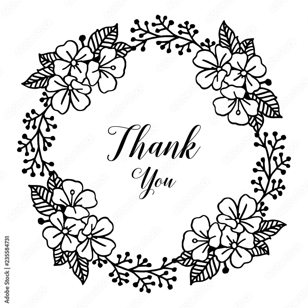 THANK YOU with hand draw flower vector art Stock Vector | Adobe Stock