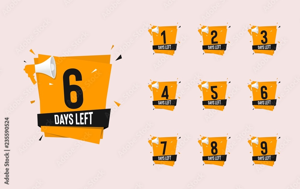 set of number days left countdown vector illustration template, can be ...