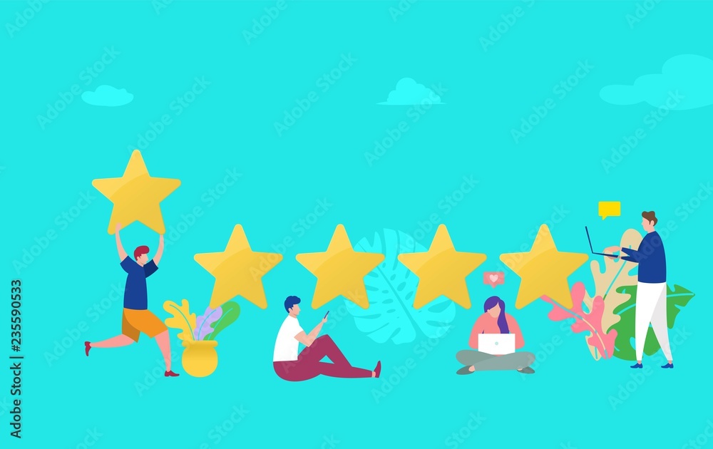 Costumer review rating vector illustration concept, people give review ...