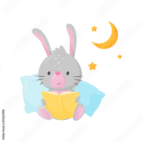 Bunny Reading A Book Clipart