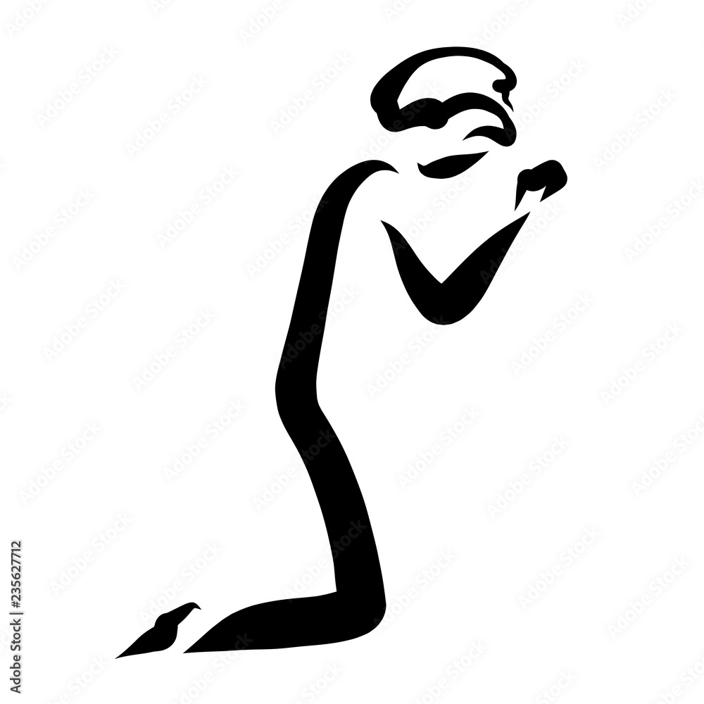 Prayer, conversation with God, drawing with several black lines Stock ...