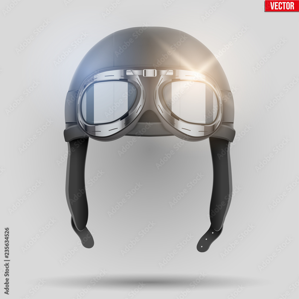 Retro aviator helmet with goggles Stock Vector | Adobe Stock