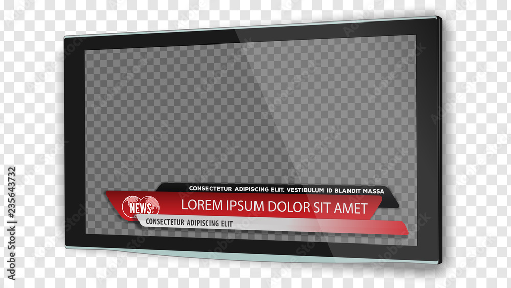 TV realistic flat screen lcd, plasma with news bars for Video headline ...