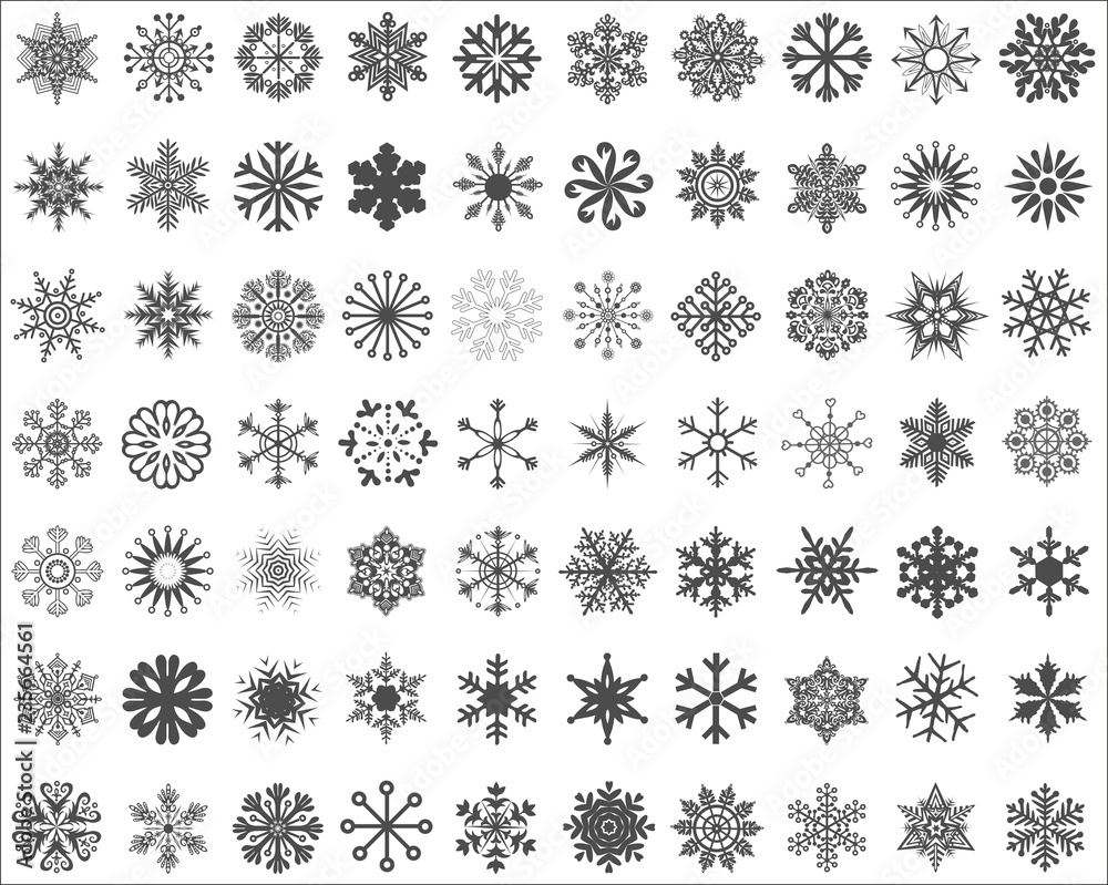 Schneeflocken Set Icons Stock-Vektorgrafik | Adobe Stock