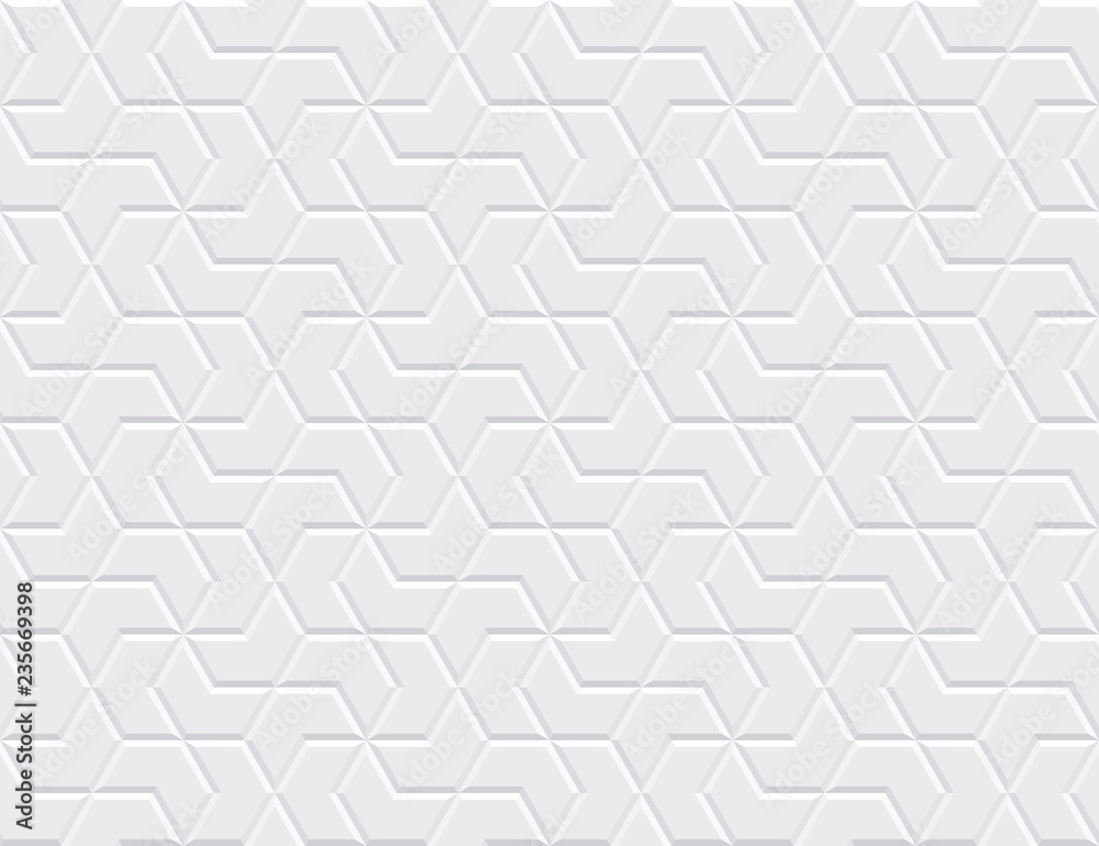 White horizontal seamless tiles texture. Modern volumetric pattern ...