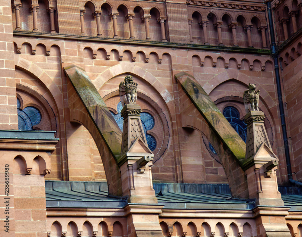 Detail of the Gothic temple with hemaraj (harpies) Stock Photo | Adobe ...