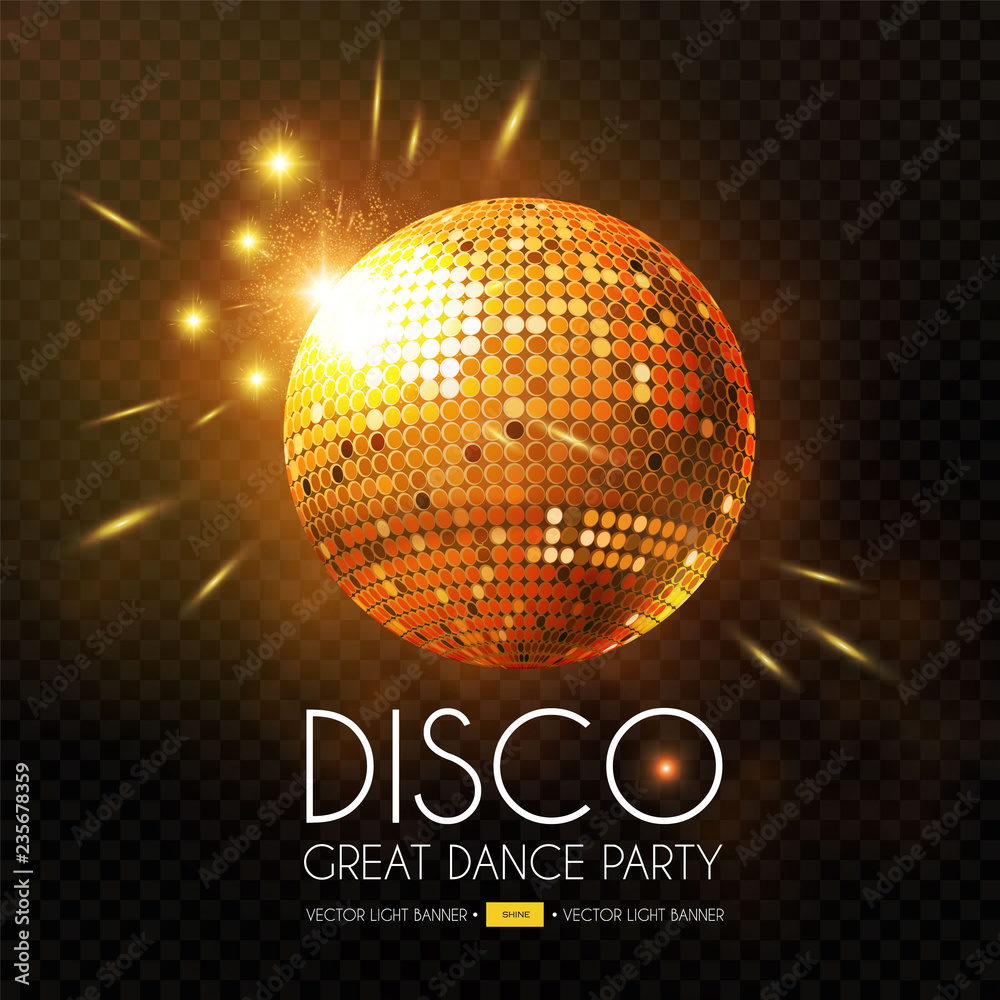 Mirror Disco Ball, Rays and Transparent Light Effect. Stock Vector ...