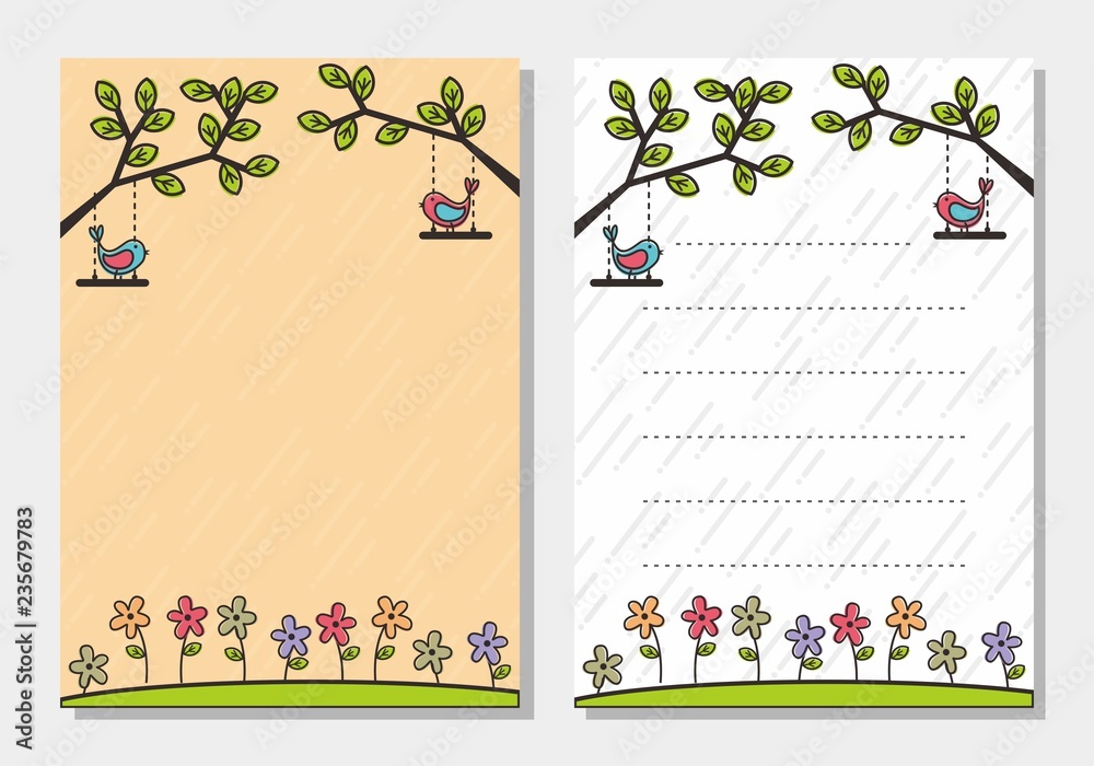 Cute blank page with love and rain theme, cute card design Stock Vector ...