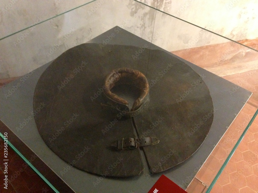 Detail of containment and torture instruments for the treatment of ...