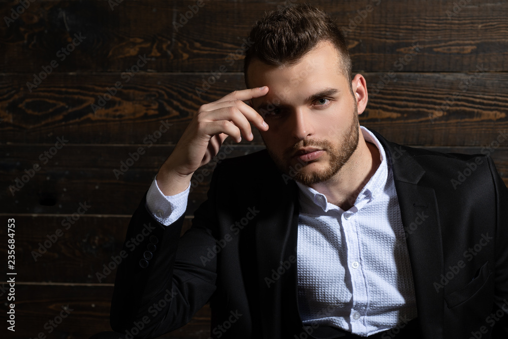 Fashion suit. Luxury mens clothing. Classic costume and trend. Rich man ...