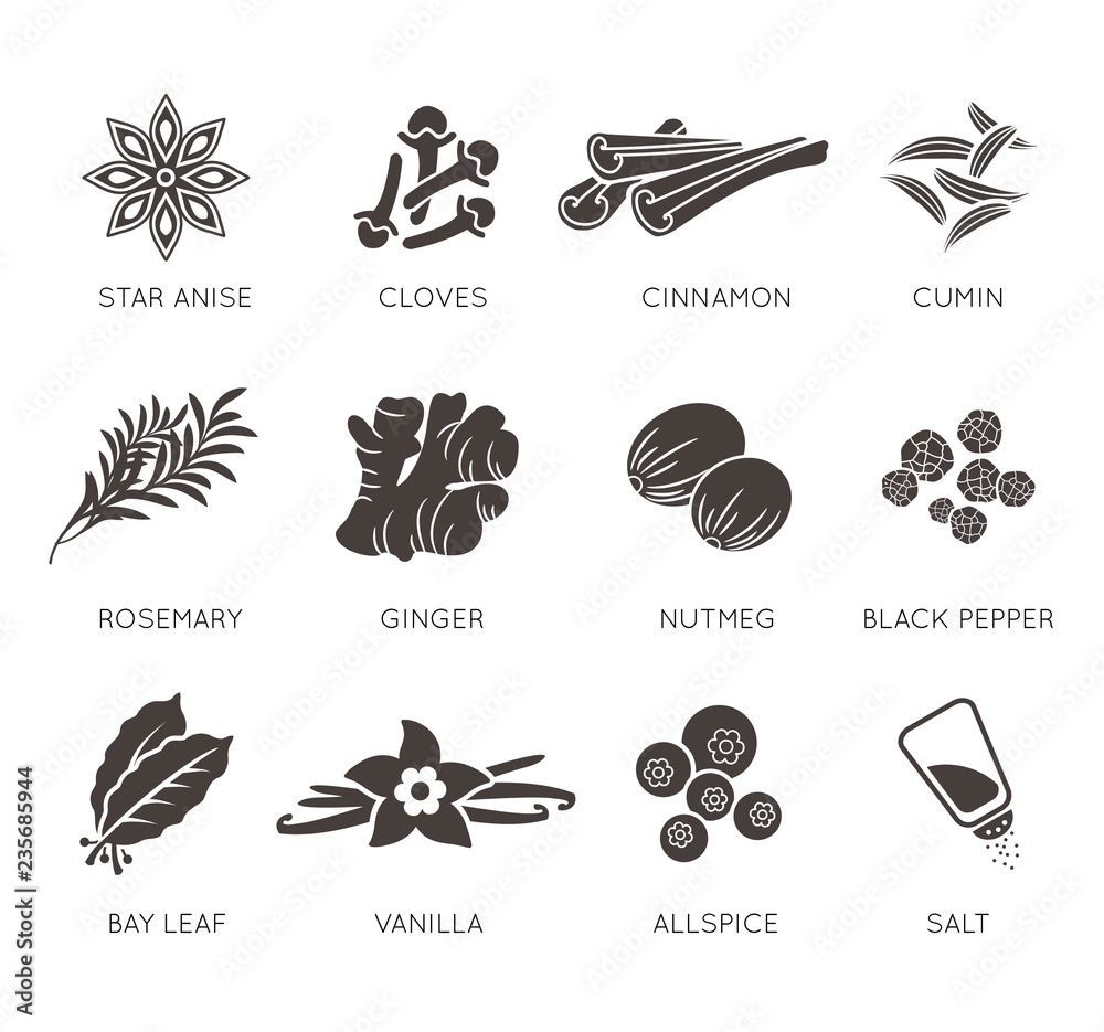 Spices icon vector set, collection Stock Vector | Adobe Stock