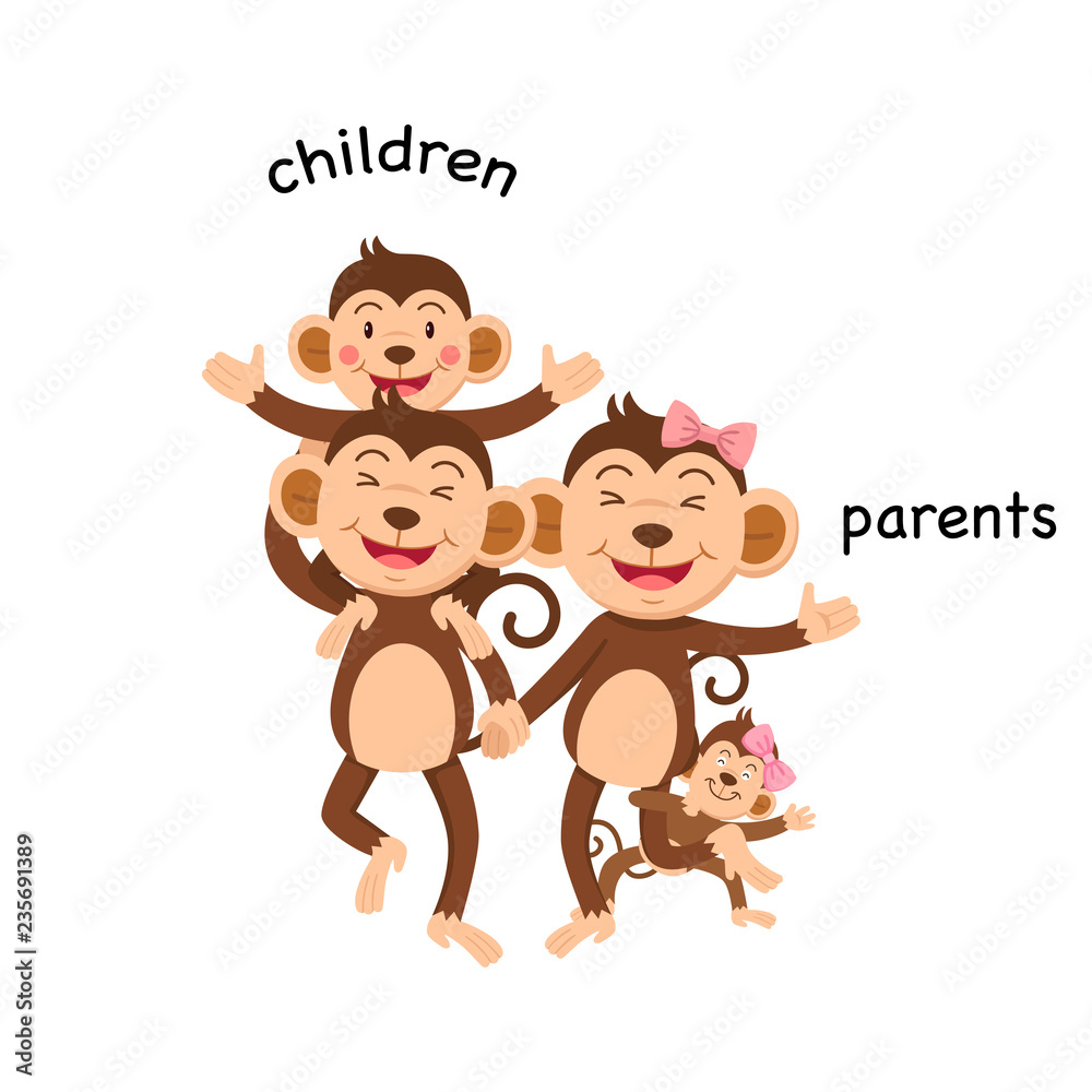 Opposite children and parents vector illustration Stock Vector | Adobe ...