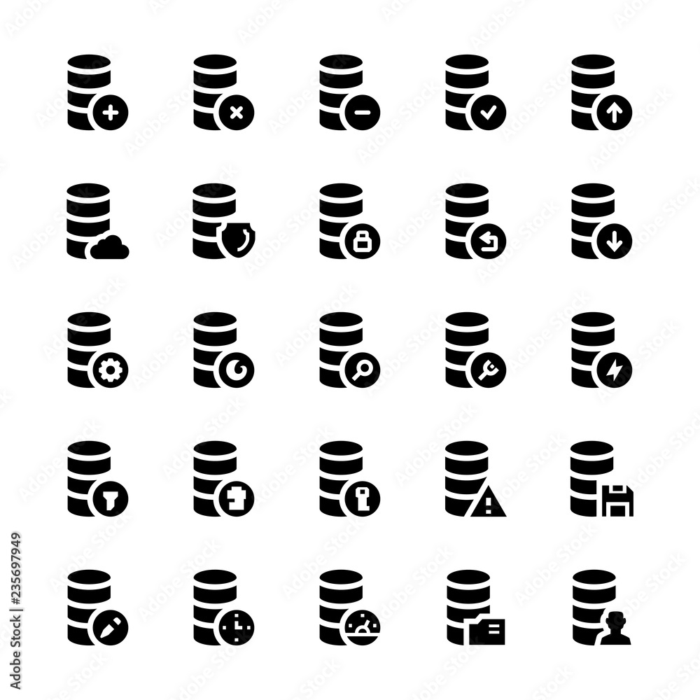 Database and data center icon set. Vector symbols. Stock Vector | Adobe ...