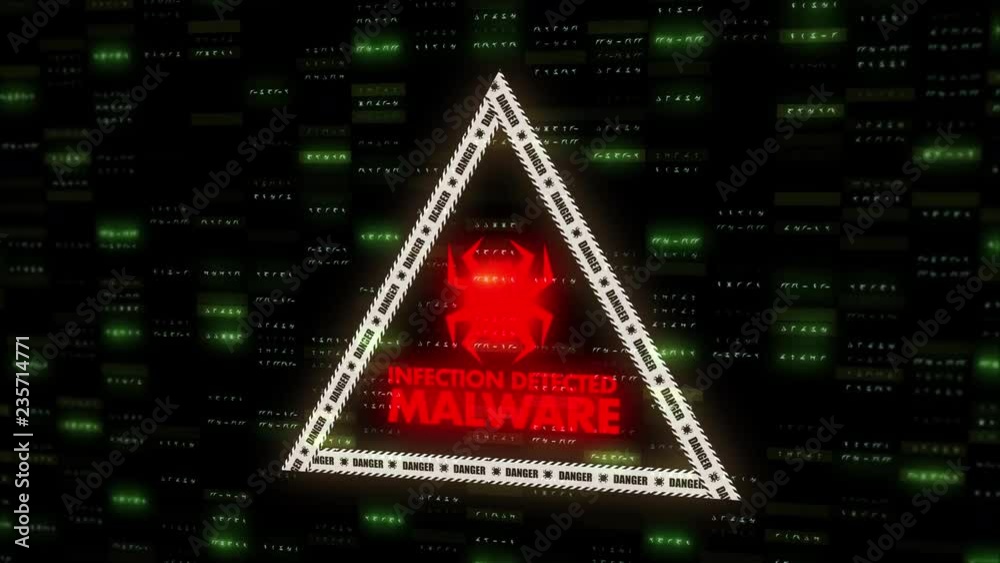 Warning Malware over Animated Data Loop 12 Stock ビデオ | Adobe Stock
