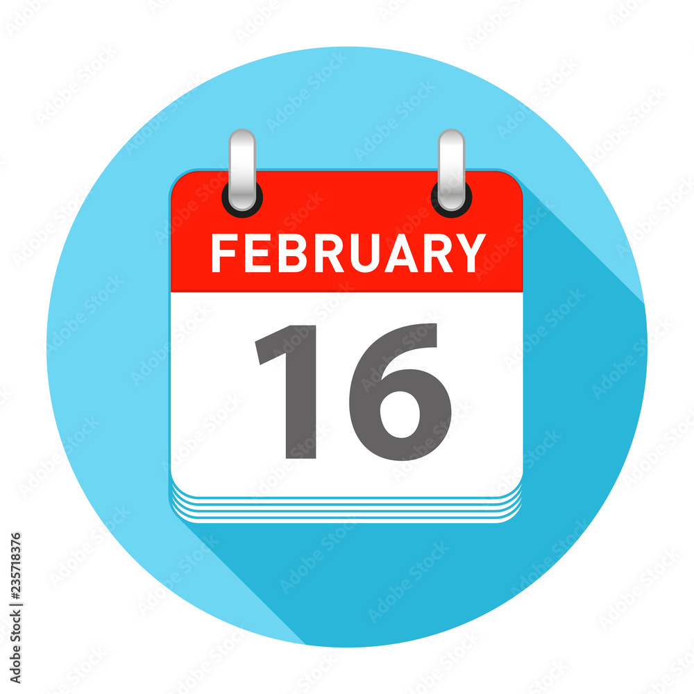 February 16 Single Day Calendar Style Stock Vector | Adobe Stock