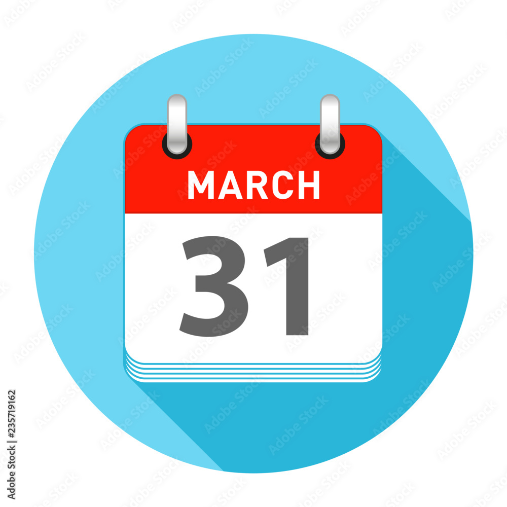 March 31 Single Day Calendar Style Stock Vector | Adobe Stock
