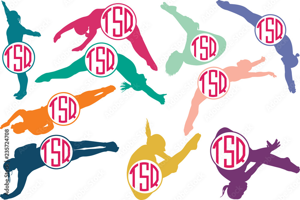 Diving Logo, Monogram, Circle Frames, Cuttable Design, Cut files ...
