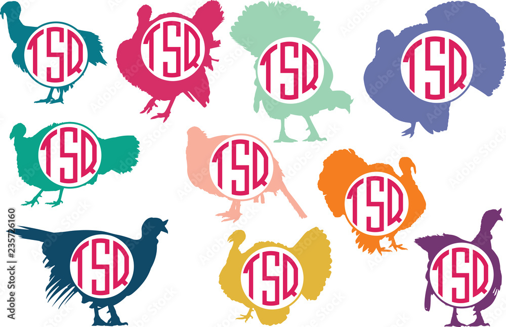 Turkey Logo, Monogram Logo, Circle Frames, Cuttable Design, Cut files ...