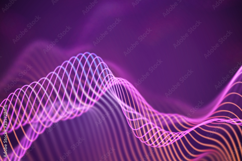 3D Sound waves. Big data abstract visualization. Digital technology ...