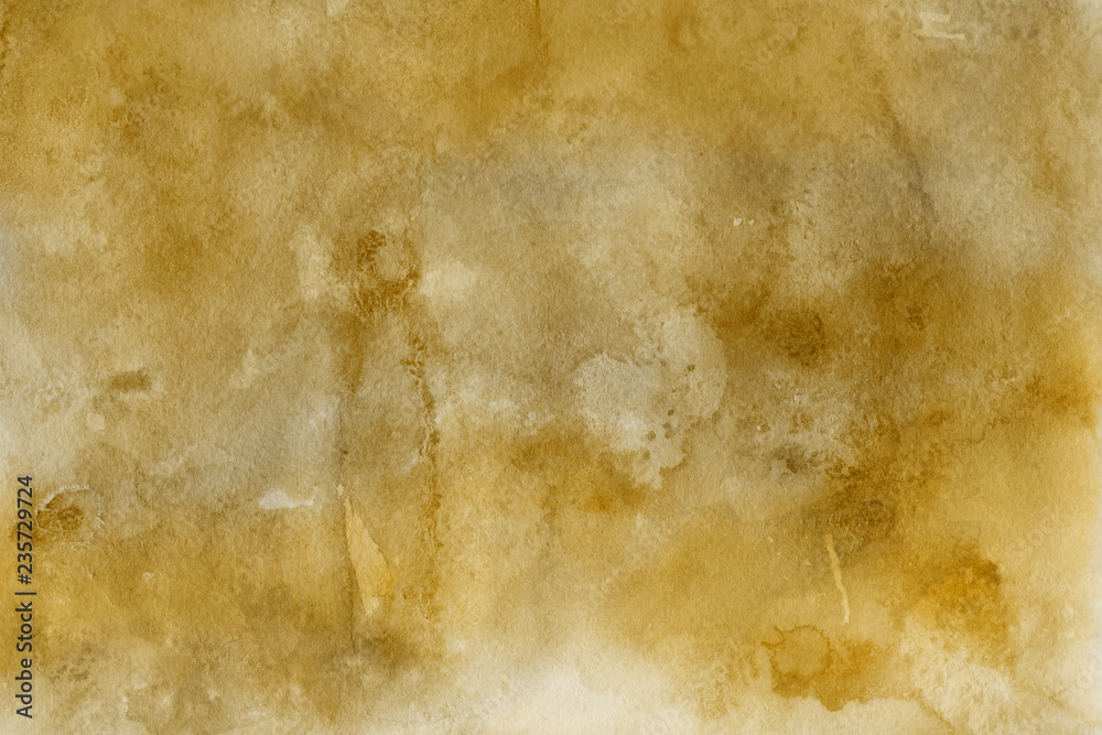 Gold watercolor texture with abstract washes and brush strokes on the ...