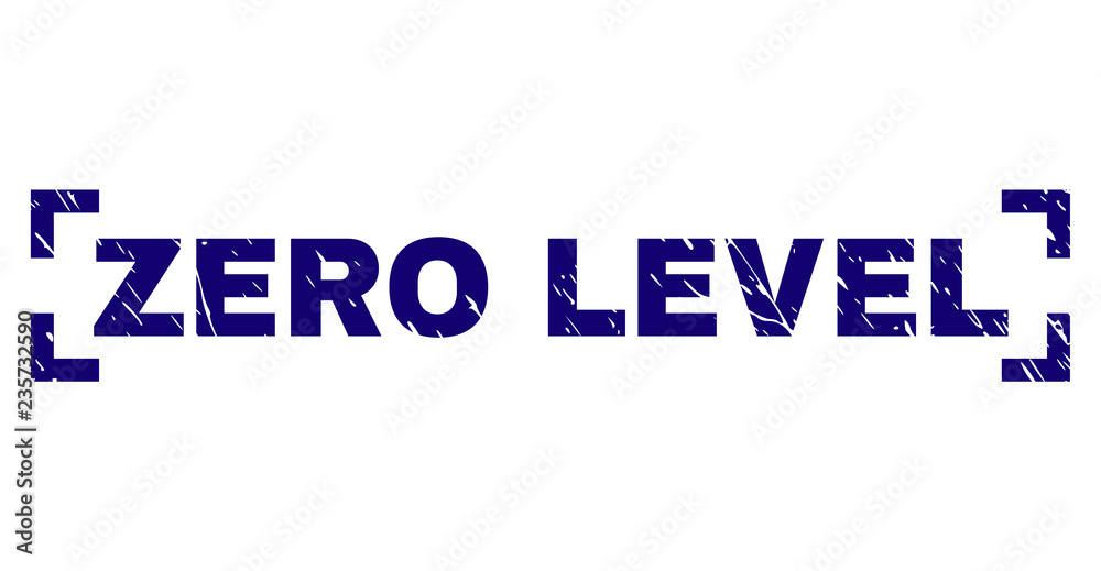ZERO LEVEL text seal print with distress style. Text title is placed ...