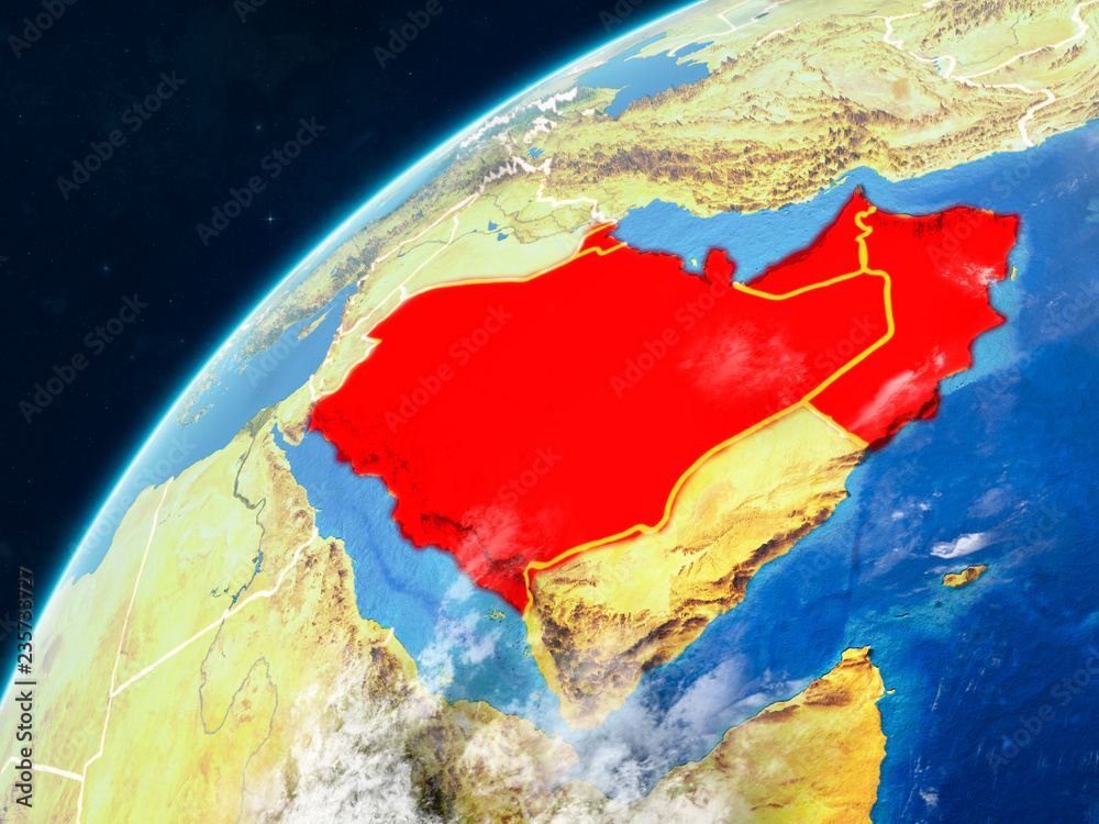CCASG countries on realistic model of planet Earth with country borders ...
