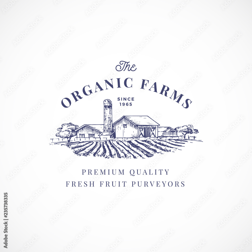 The Organic Farms Abstract Vector Sign, Symbol or Logo Template ...