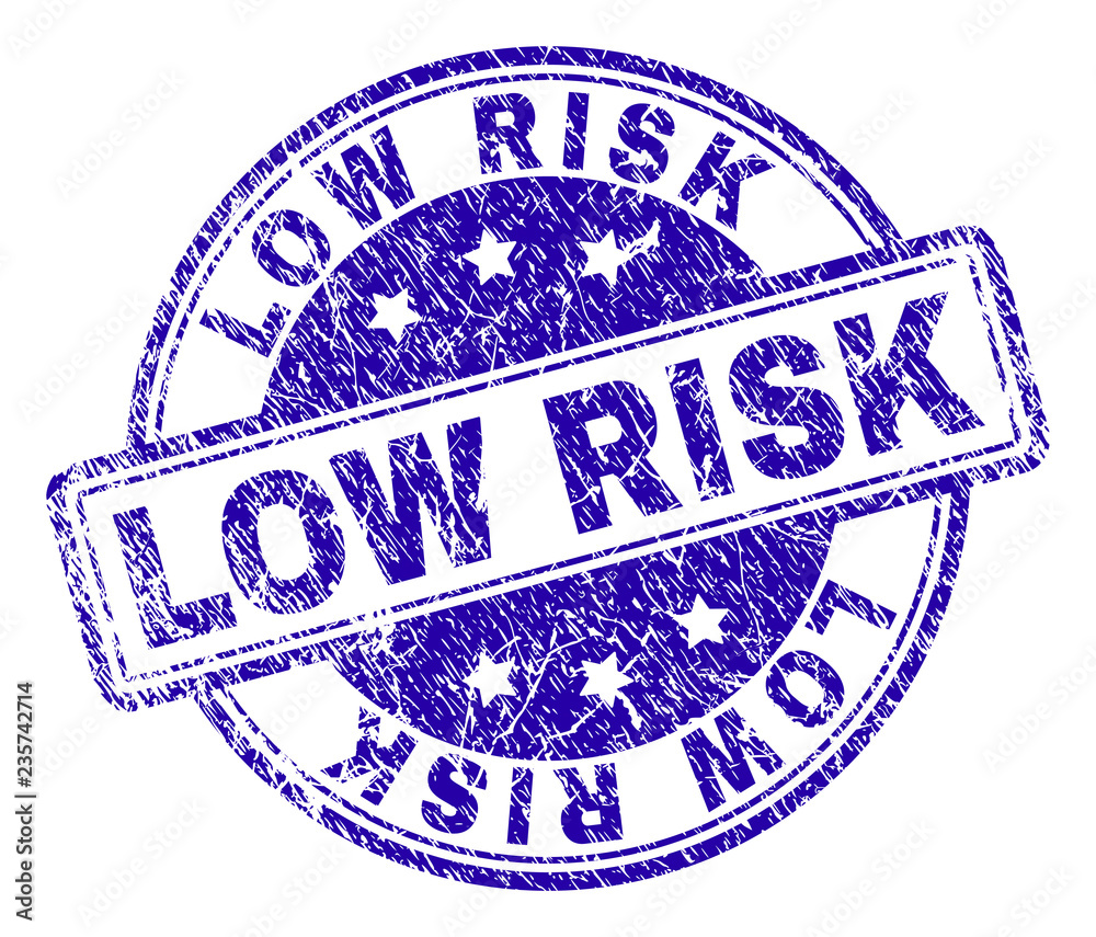 LOW RISK stamp seal watermark with grunge texture. Designed with ...