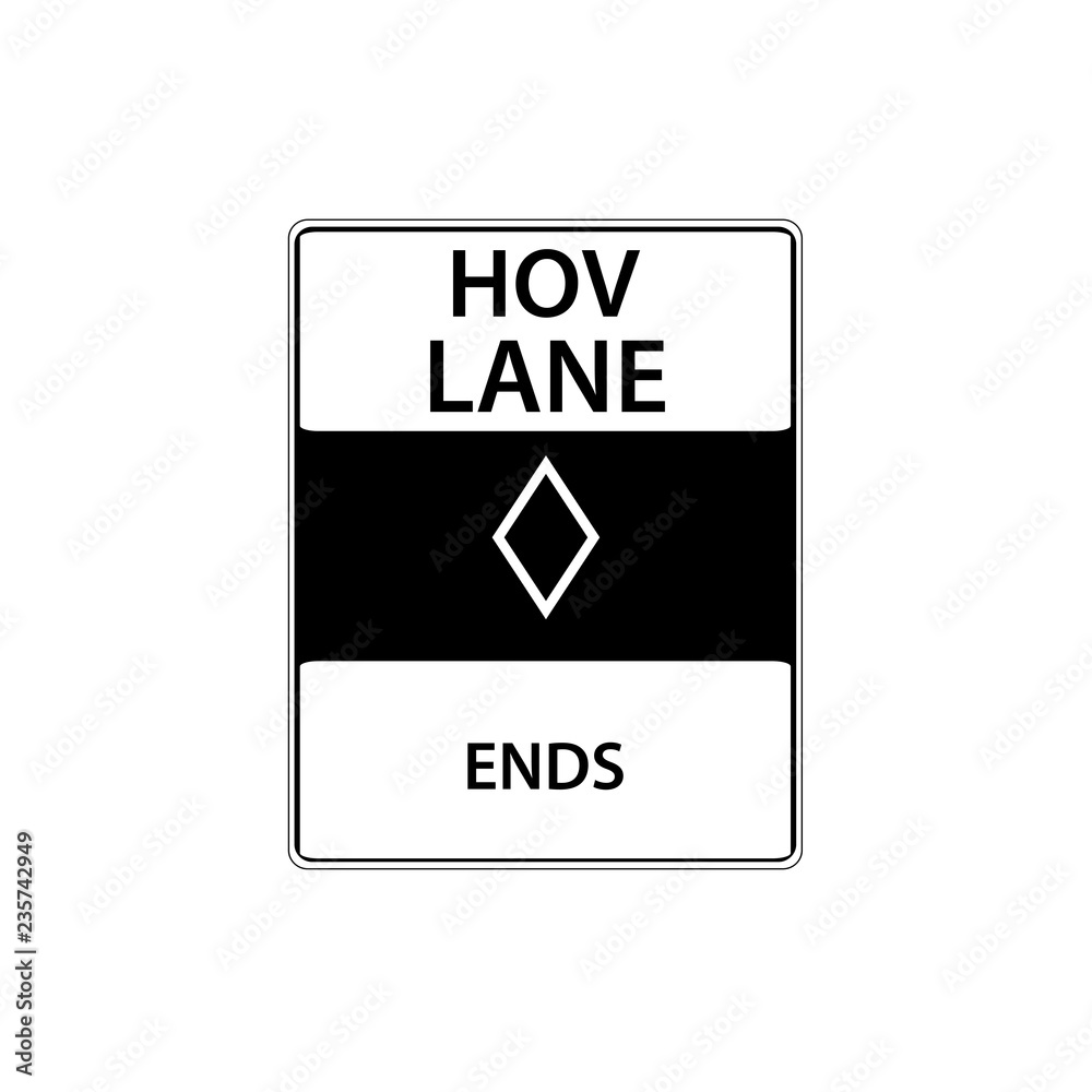 USA traffic road sign. high occupancy vehicle lane ends. vector ...