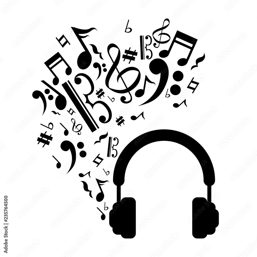 Earphones Music Notes