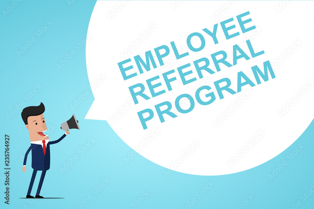 Businessman Holding In Hand Megaphone With Speech Bubble Employee ...