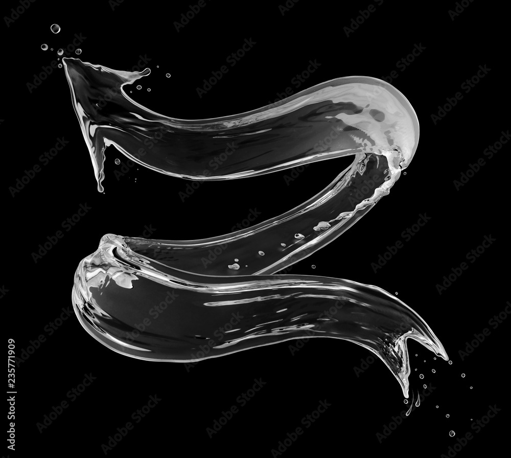 Curved arrow made of water splashes on a black Stock Photo | Adobe Stock
