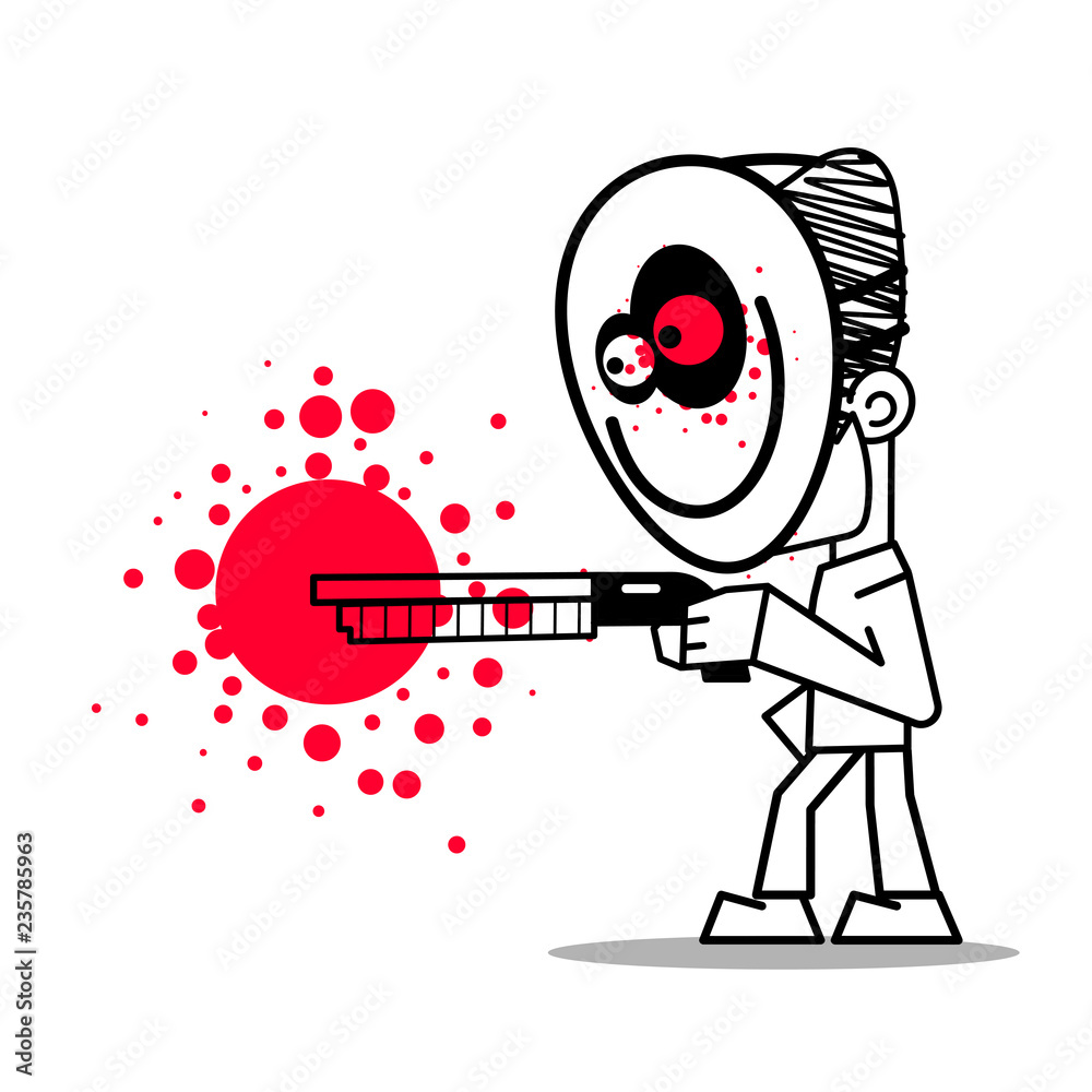 Boy killer in a mask with a shotgun. Vector illustration Stock Vector ...