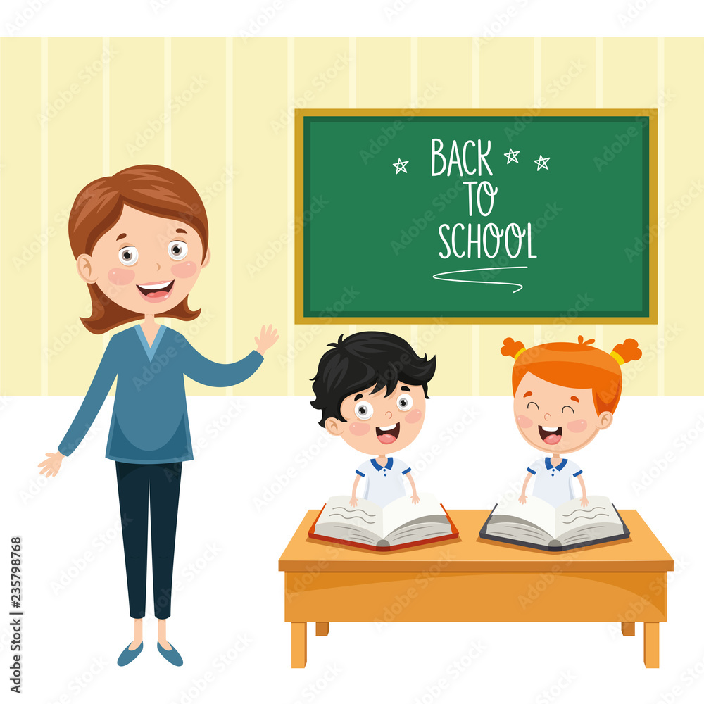 Vector Illustration Of Cartoon Students Stock Vector | Adobe Stock