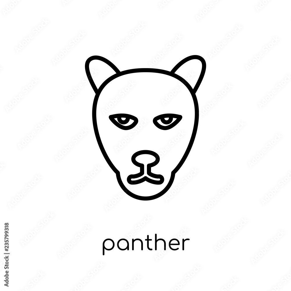 Panther icon. Trendy modern flat linear vector Panther icon on white ...
