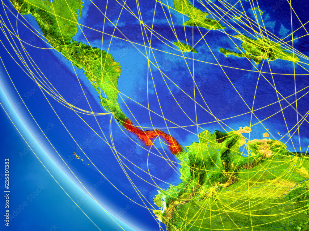 Panama on planet Earth from space with network. Concept of ...
